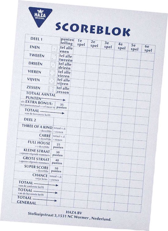 Scoreblok Groot 50 Vellen | SPEELGOED&TOYS | Wij helpen je kiezen!