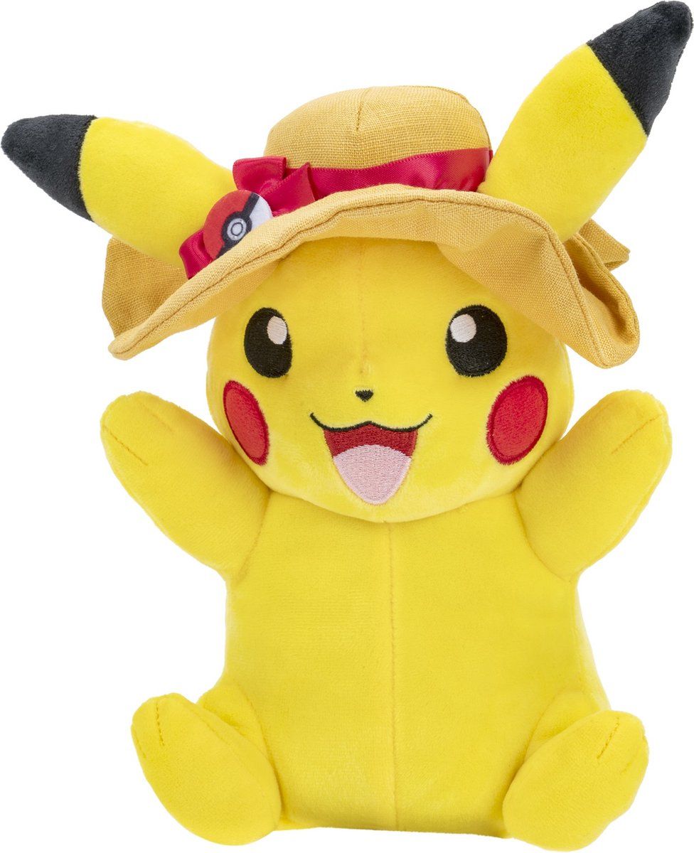 Pokémon Holiday Pluche - Pikachu met Zomerhoed 20 cm | POPPEN EN ...