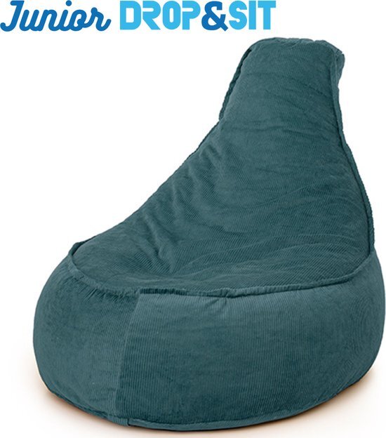 Drop & Sit Stoel Zitzak Ribstof – Petrol – 100 Liter – Voor Binnen ...